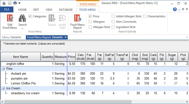 Using the Genesis Food Menu Report for Restaurant Menu Labeling | ESHA ...