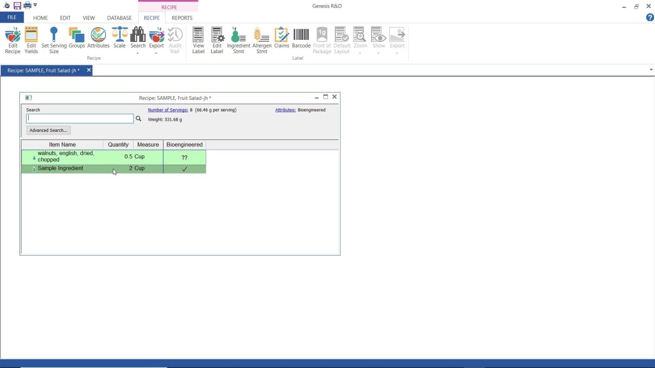 Top 23 User-Created Attributes in Genesis R&D Foods | ESHA Research