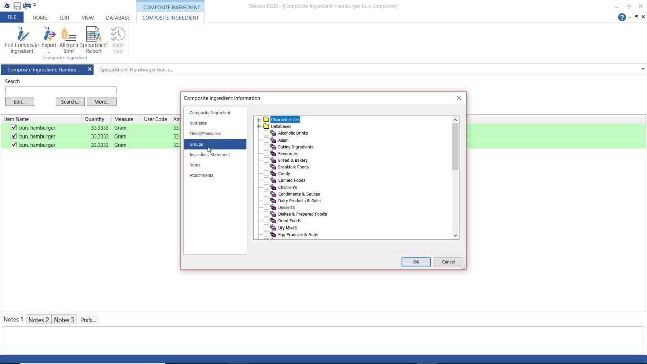 Using the Composite Ingredient™ Feature in Genesis R&D Foods | ESHA ...