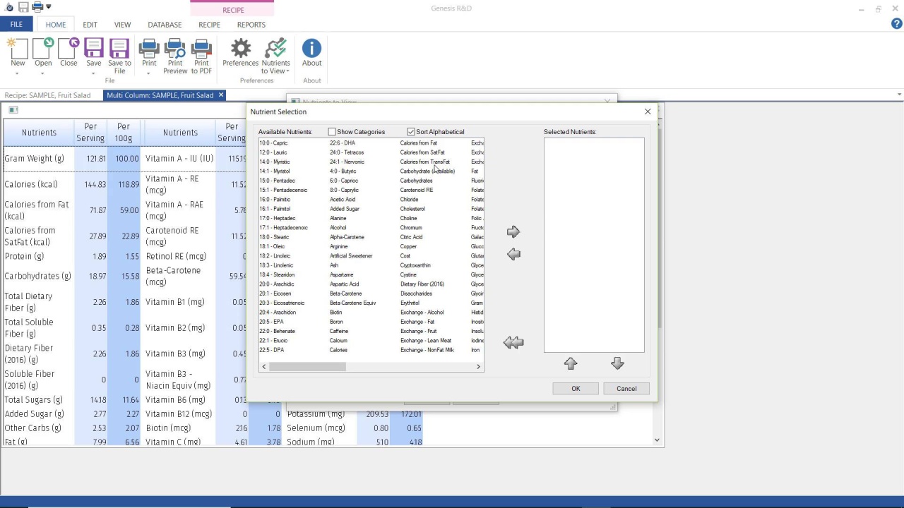 Food Processor Reports for Dietary Intake Analysis and Exercise ...