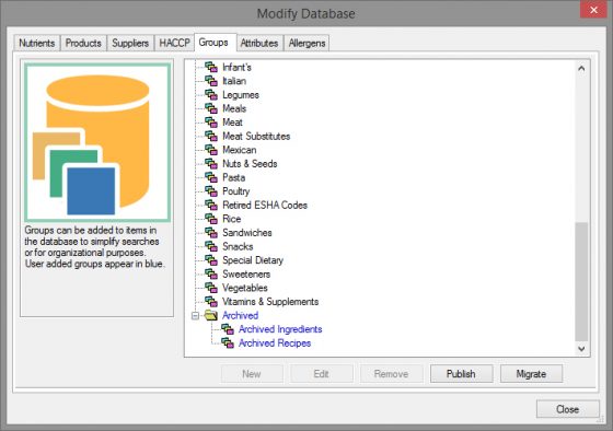 Archiving Ingredients and Recipes in Genesis R&D Food | ESHA Research