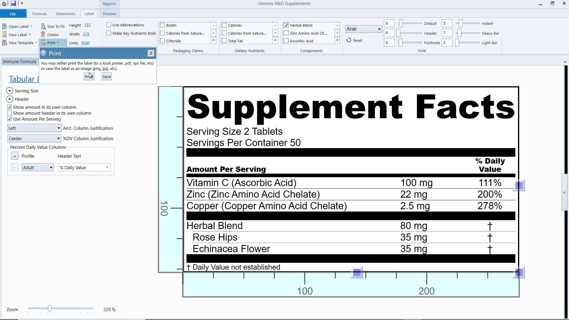 How to Export a Supplement Facts Label as a Vector Image from Genesis R ...