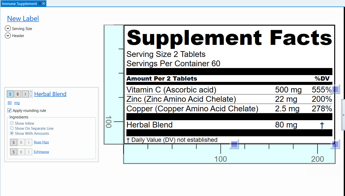 Designing Supplement Facts Labels for Blend Formulations | ESHA Research