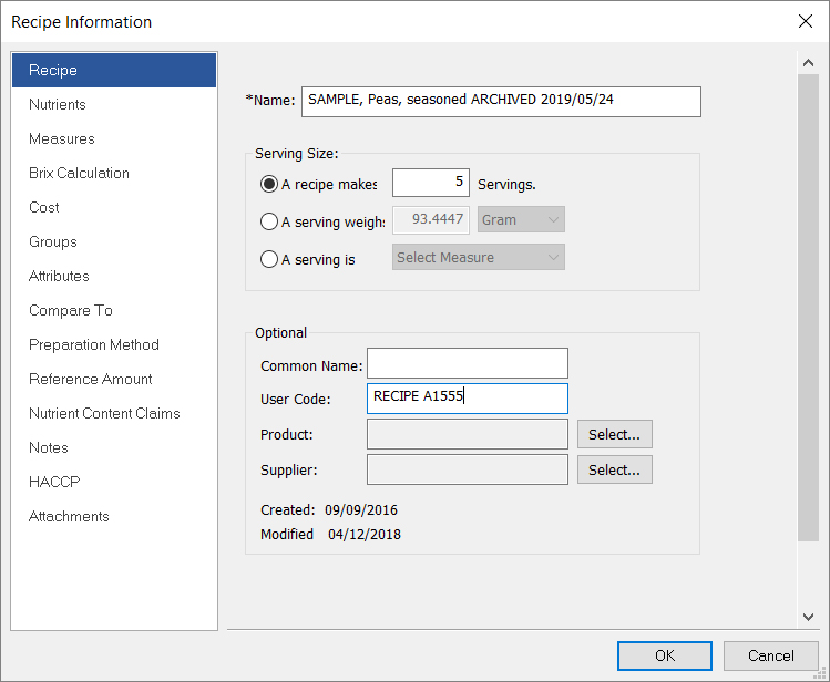 Archiving Ingredients and Recipes in Genesis R&D Food | ESHA Research